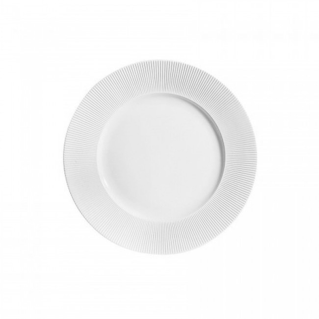 Assiette plate ronde blanche 17.5cm en porcelaine avec motif lignes ...