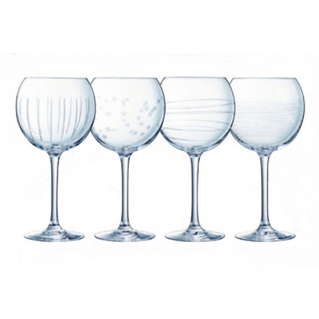 Verres à vin ballon 47 cl - Krysta transparent - 4 décors ...